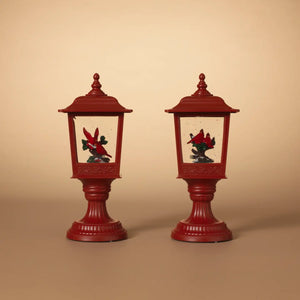 12"H Lighted Spinning Water Globe Lantern w/ Cardinal Design-2 Designs ...