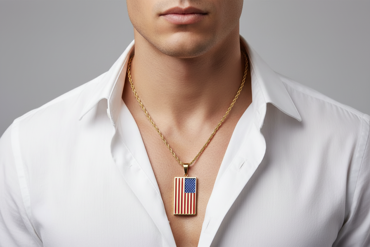 Gold American Flag Stainless Steel Necklaces – Hooked on Pickin'