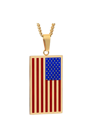 Gold American Flag Stainless Steel Necklaces – Hooked on Pickin'