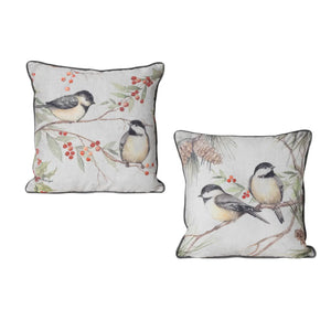 16"L Fabric Holiday Chickadee Design Pillow-2 Pack – Hooked on Pickin'