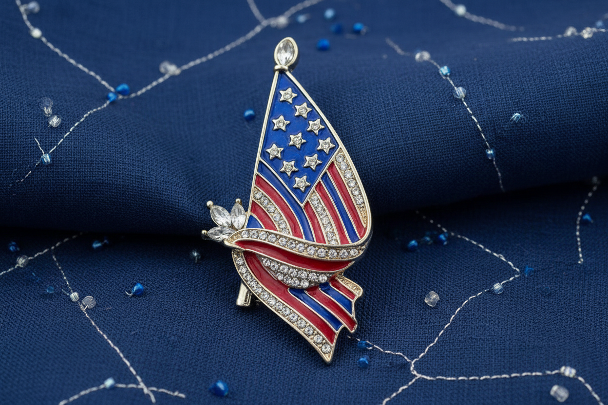 American Flag Alloy Brooch – Hooked on Pickin'