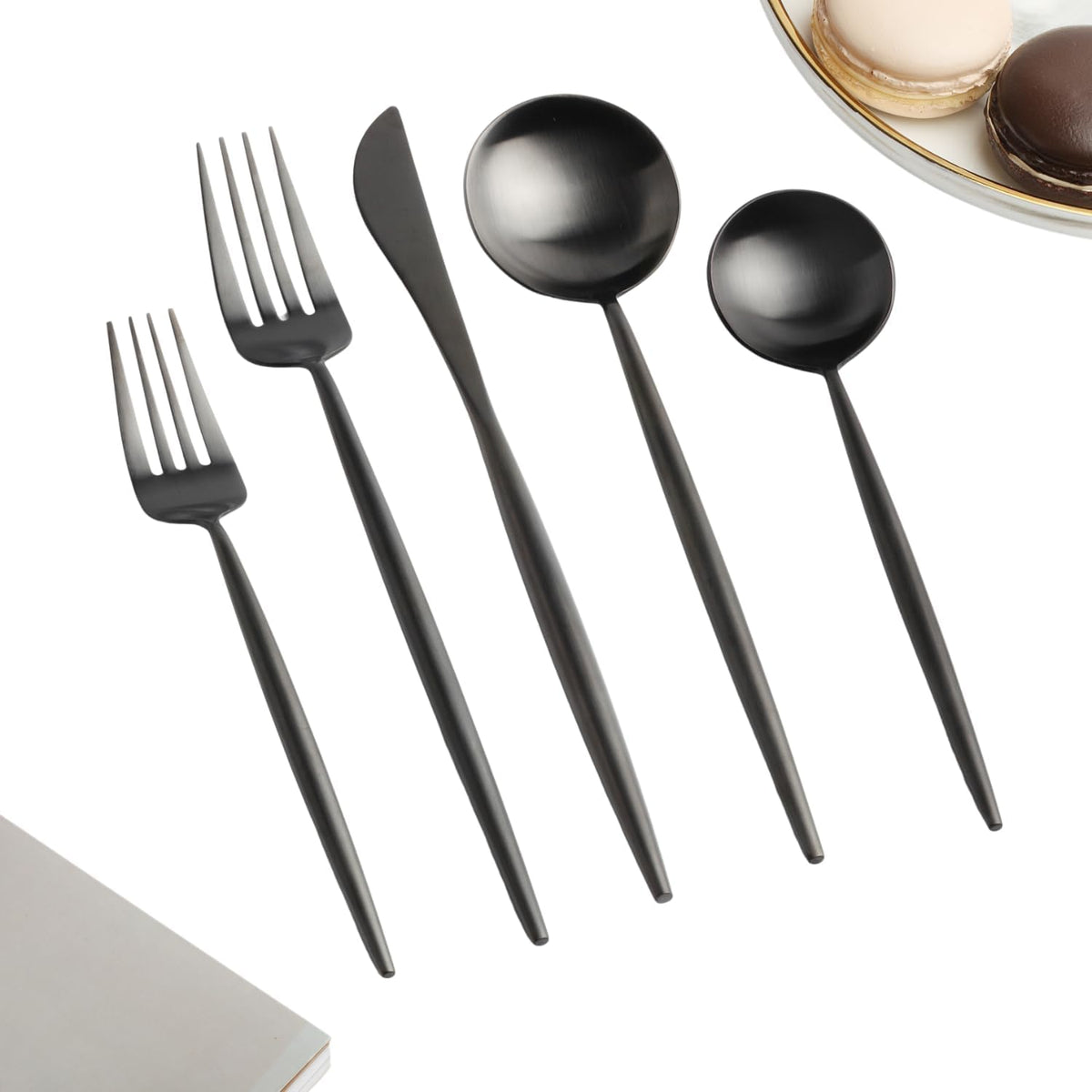Homelux Theory 2 Sets of 5pc Matte Black 18/10 Stainless Steel Flatwar ...
