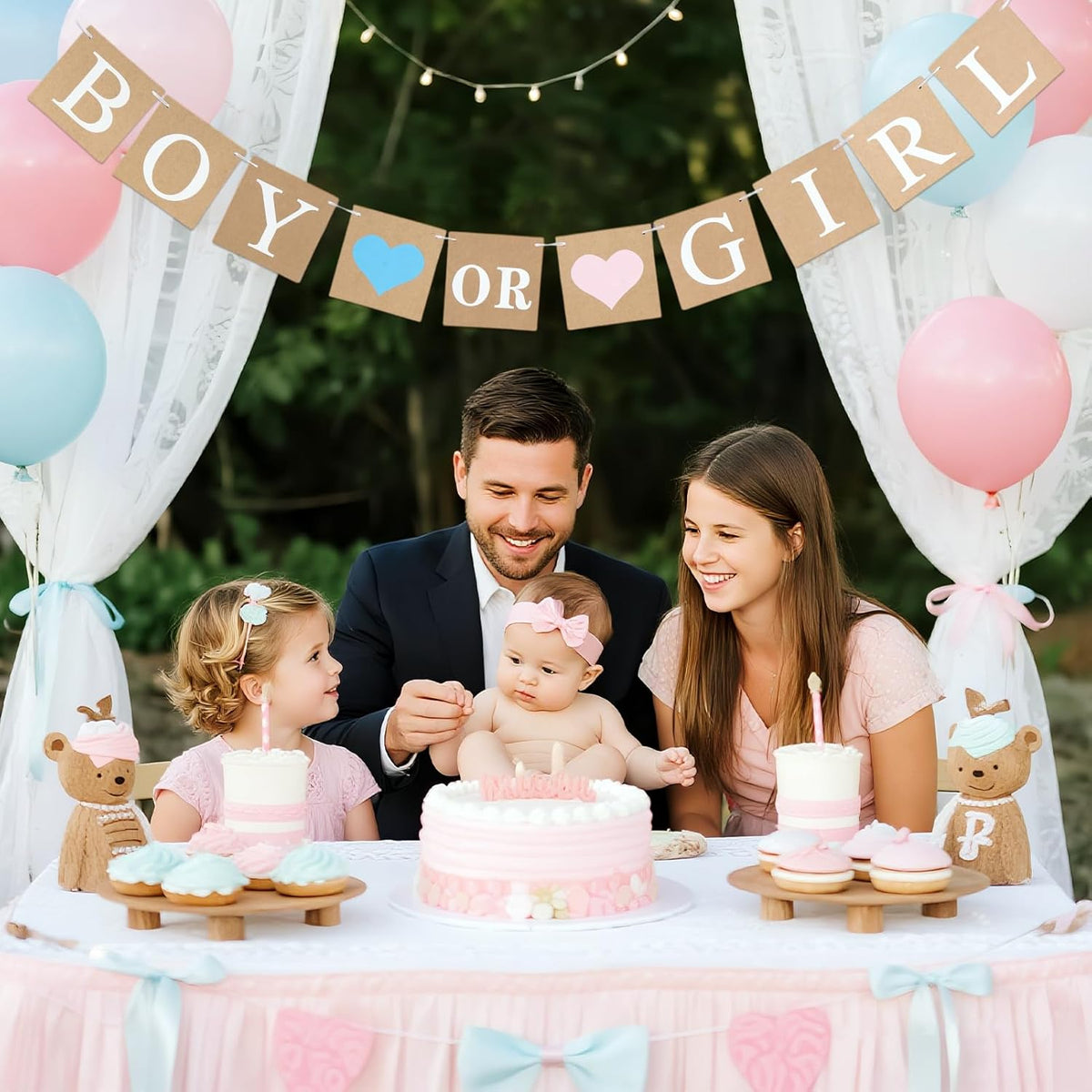 Boy or Girl Banner Baby Shower Decorations Gender Reveal Bunting Flag ...