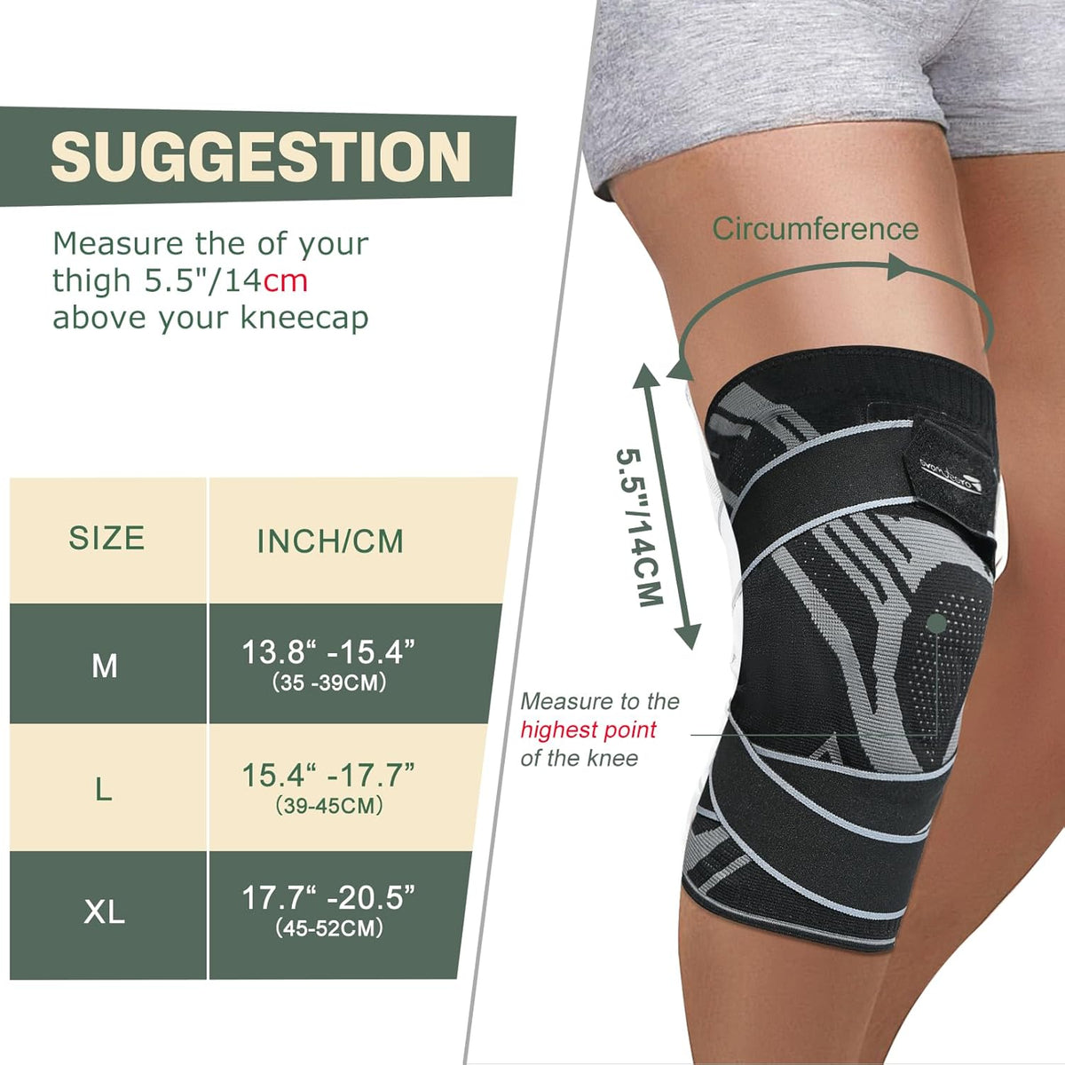 XL Compression Knee Sleeve for Women Knee Pain Relief Knee Brace with ...