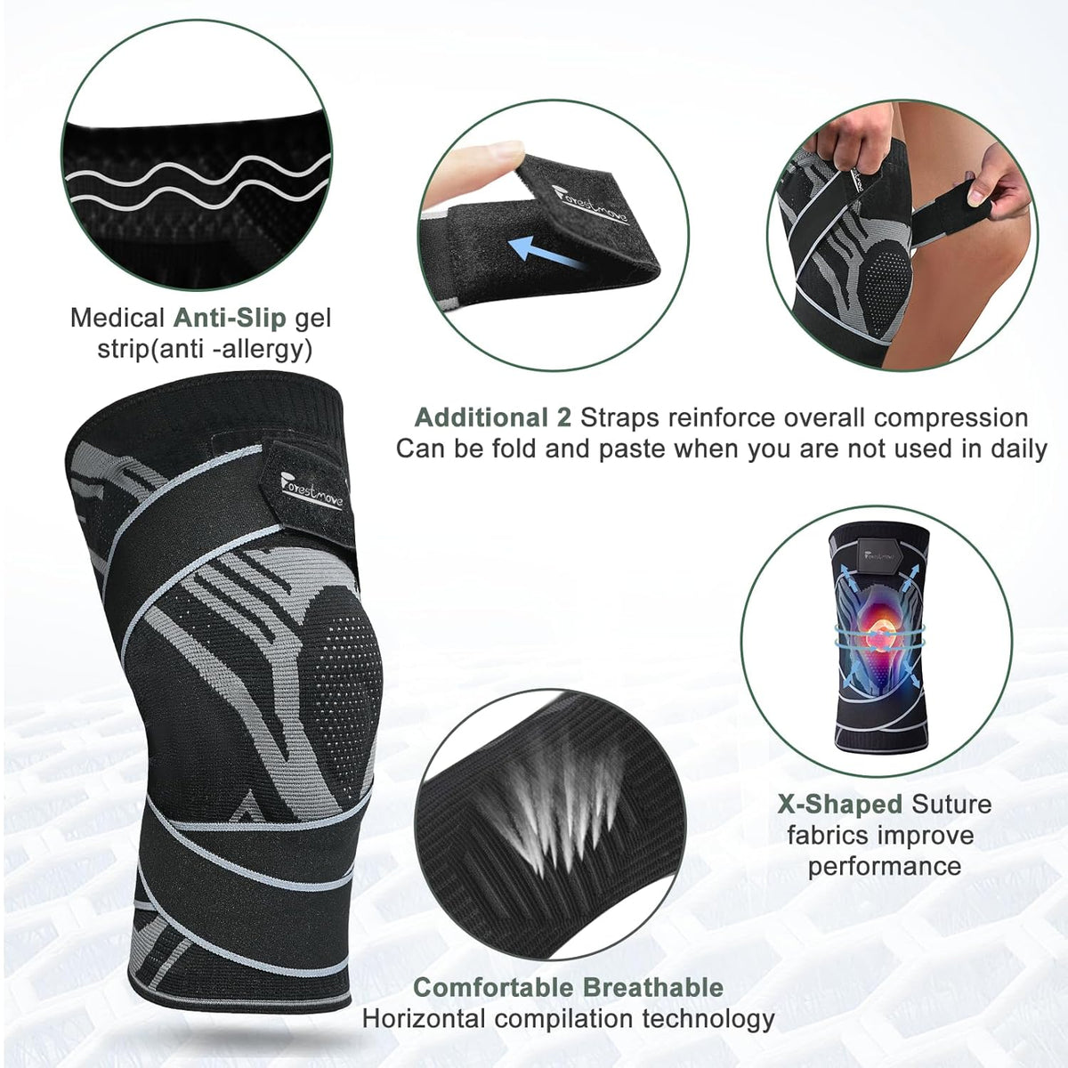 XL Compression Knee Sleeve for Women Knee Pain Relief Knee Brace with ...