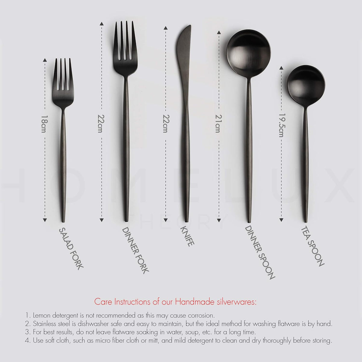Homelux Theory 2 Sets of 5pc Matte Black 18/10 Stainless Steel Flatwar ...