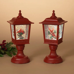 12"H Lighted Spinning Water Globe Lantern w/ Cardinal Design-2 Designs ...