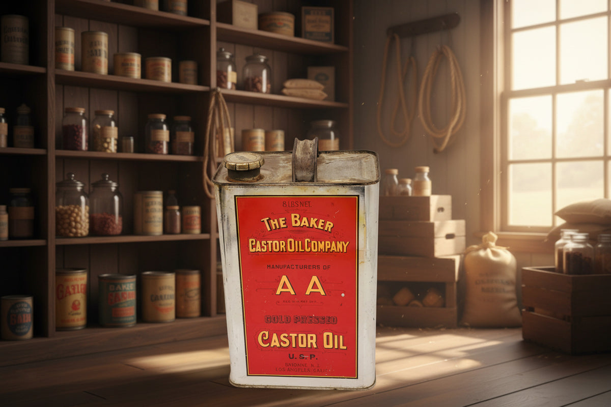 Vintage "The Baker Castor Oil Company AA Cold Pressed Castor Oil" Can ...