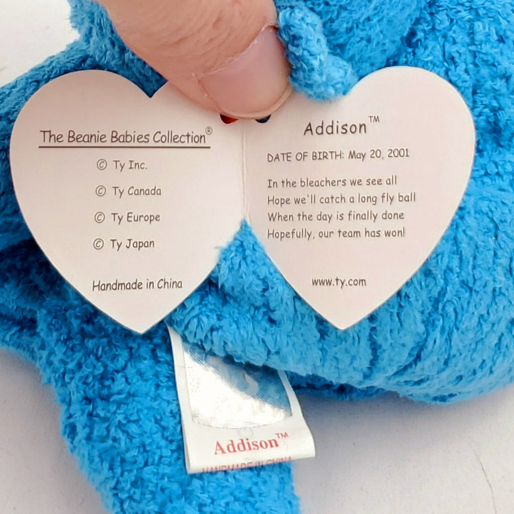 2001 Beanie Babies 3 Pack- Holiday Teddy Bear, Addison the Baseball Be ...