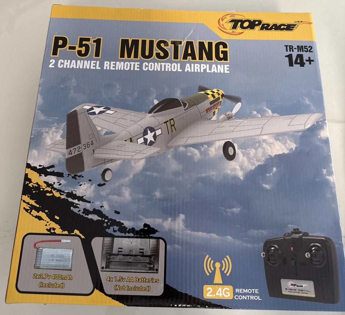 Top Race P-51 Mustang 2 Channel 2.4GHz Remote Control RC Airplane TR-M ...