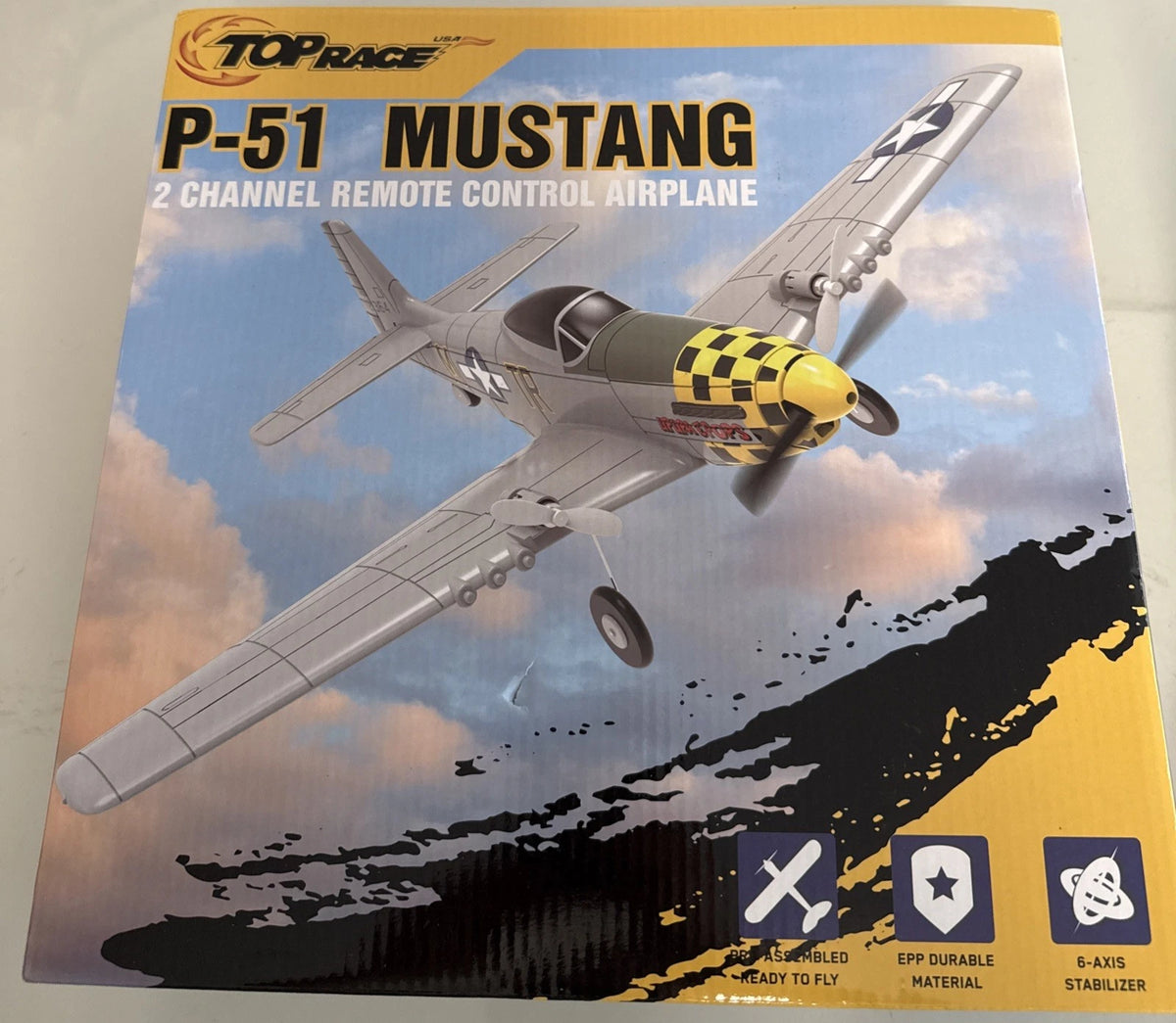 Top Race P-51 Mustang 2 Channel 2.4GHz Remote Control RC Airplane TR-M ...